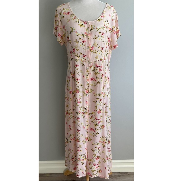 la cera | Dresses | Vintage Floral Button Down Maxi Shirt Dress Prairie ...